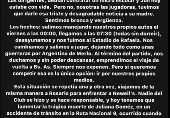 Relatores | Comunicado de las futbolistas de Argentino de Merlo: Relatores | Comunicado de las futbolistas de Argentino de Merlo:
